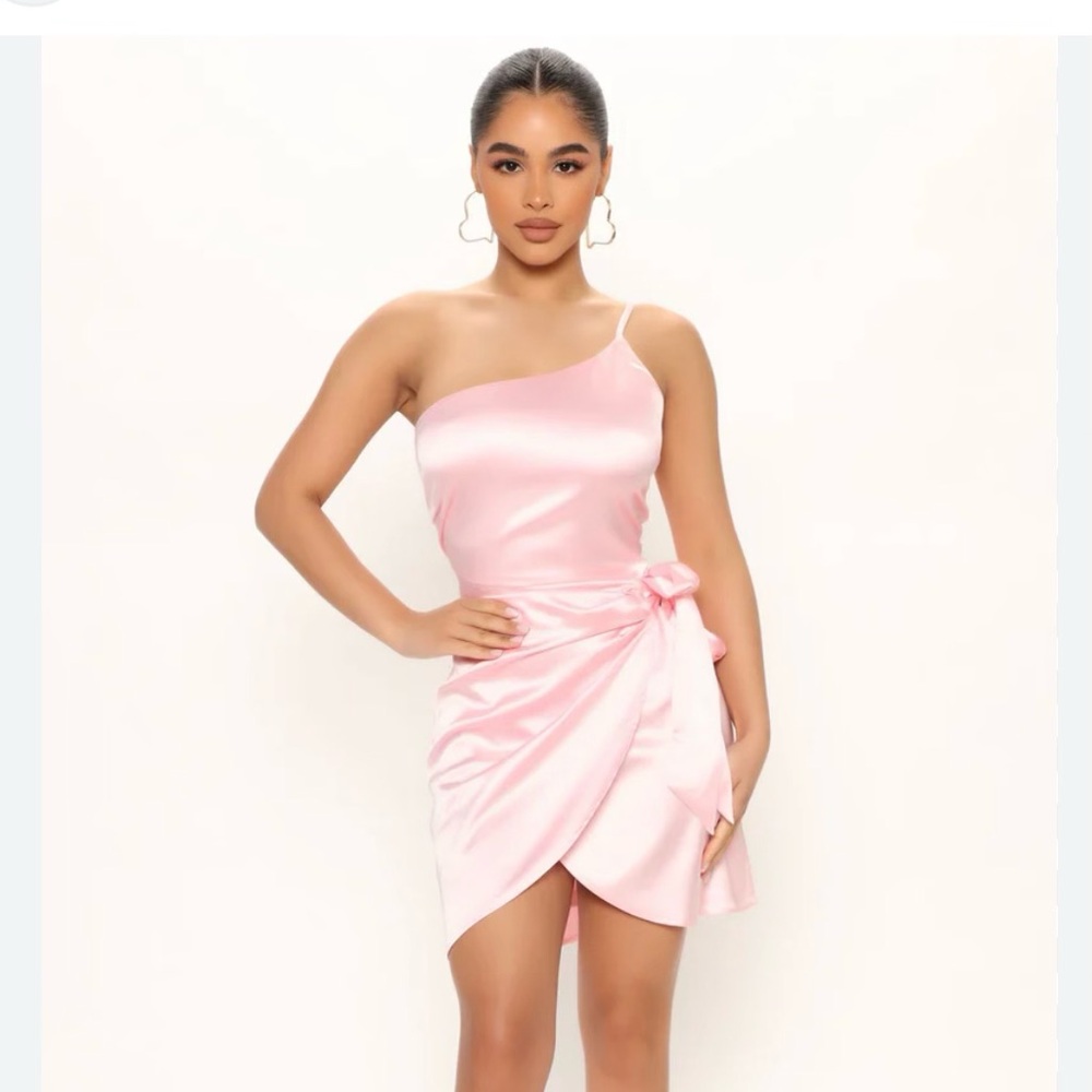Fashion Nova Pink Satin Dress - Gem